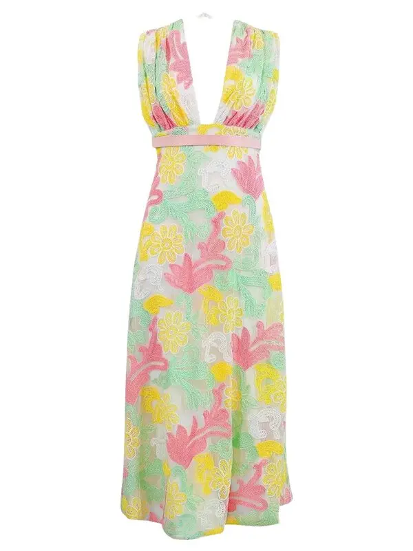 MARKARIAN Aura Floral-lace Midi Dress - Yellow