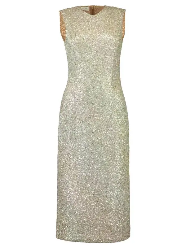 Michael Kors Sequin Sheath Midi Dress - Silver