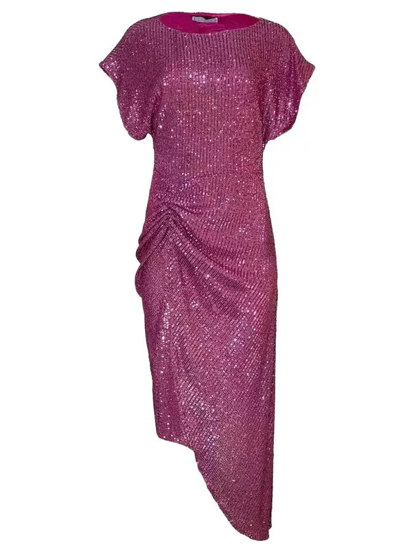 IN THE MOOD FOR LOVE Sequin Draped Midi Dress - Pink
