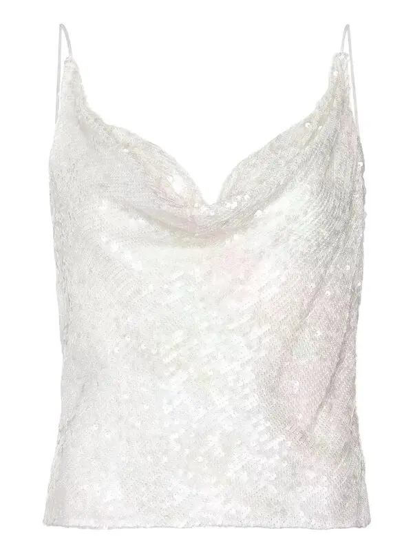 Lapointe Sequin Cowl-neck Top - White