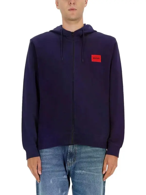 Hugo Logo-patch Hoodie - Blue
