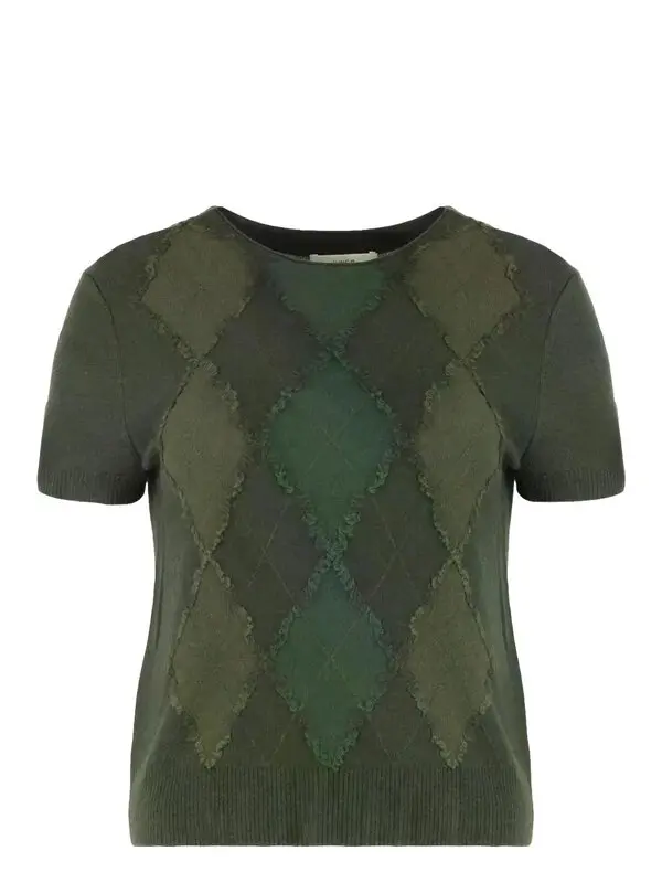 Vince Diamond-pattern Short-sleeve Top - Green