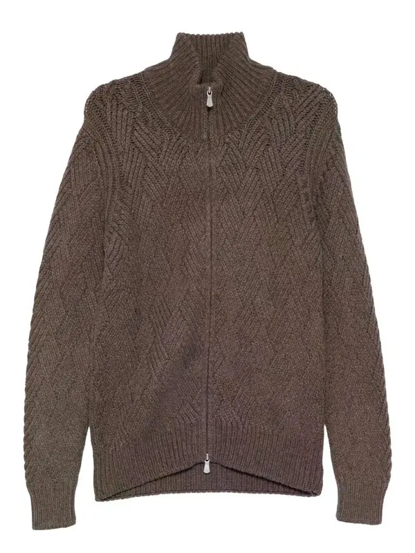 BARBA NAPOLI Zip-up Cardigan - Brown