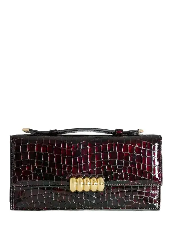 Retrofete Phoebe Crocodile-embossed Clutch - Red