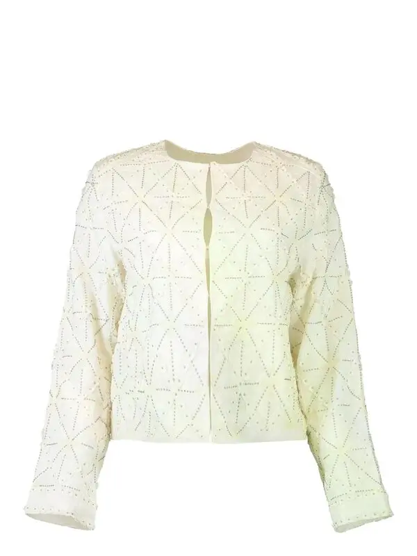 CHRISTY LYNN Jessie Beaded Geometric-pattern Fitted Jacket - White