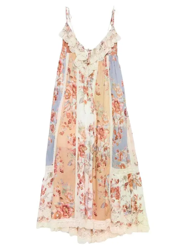 Zimmermann Floral Lace Midi Dress - Neutrals