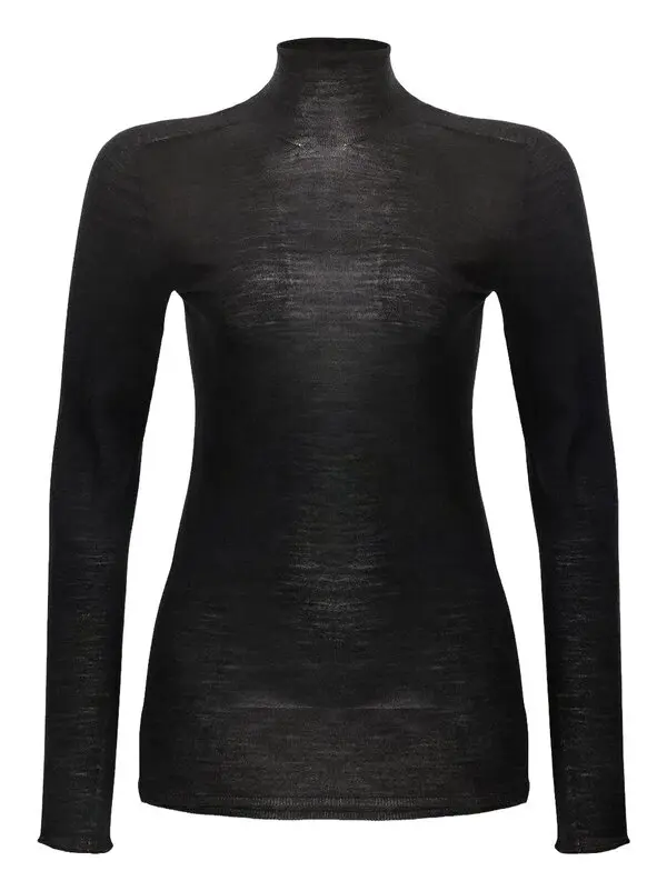 Carolina Herrera Sheer Turtleneck Top - Black