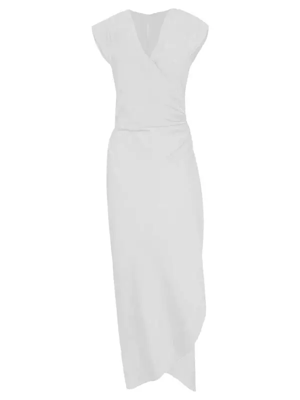PETER COHEN Wrap-neck Cap-sleeve Dress - White
