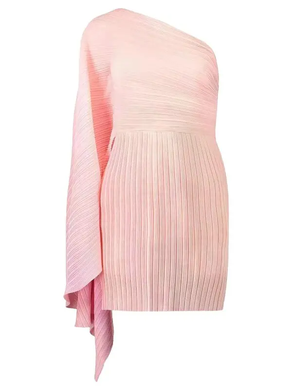 Solace London Pleated One-shoulder Mini Dress - Pink