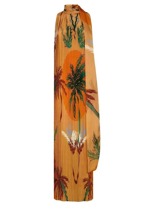 Raquel Diniz Nina Pleated Maxi Dress - Orange