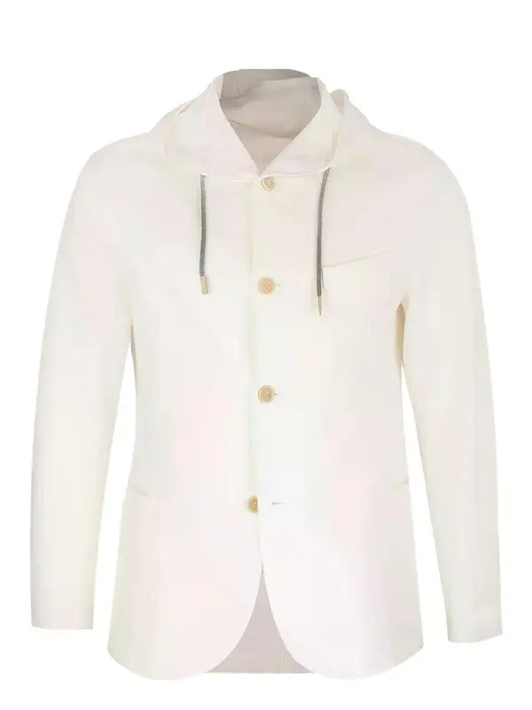 Eleventy Hooded Buttoned Jacket - White