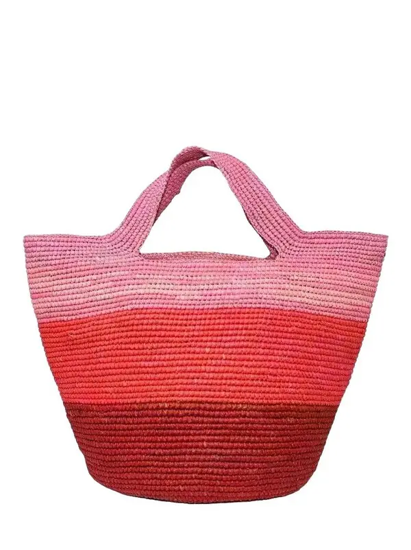 SENSI STUDIO Striped Woven Tote Bag - Pink