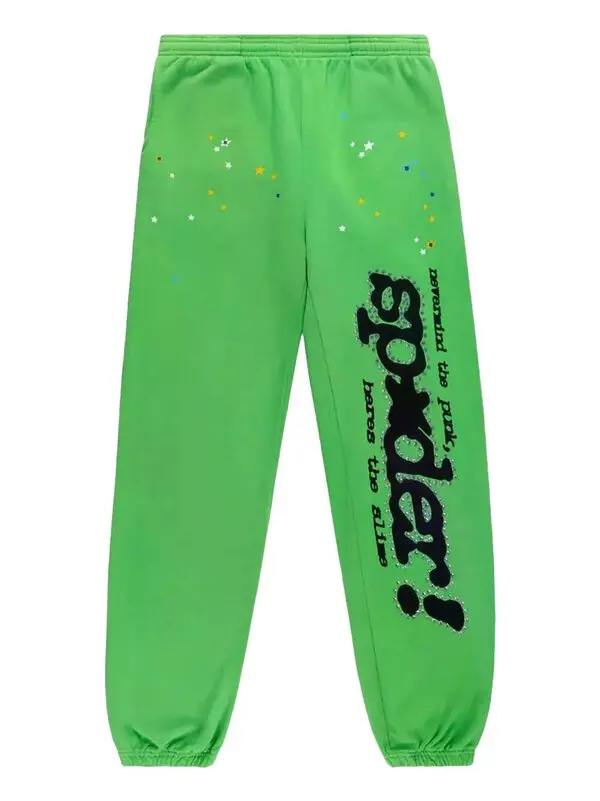 SP5DER Punk V2 Rhinestone Track Pants - Green