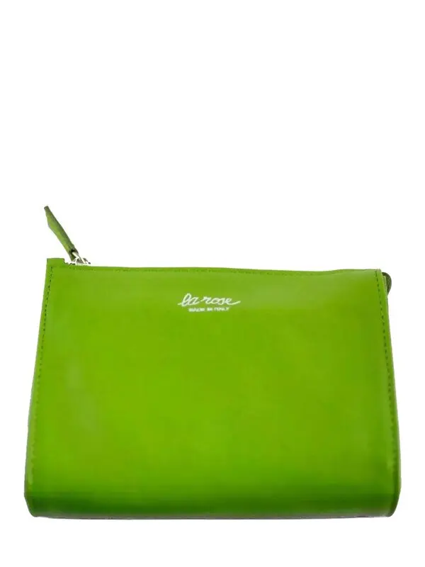 LA ROSE Minimal Leather Makeup Bag - Green