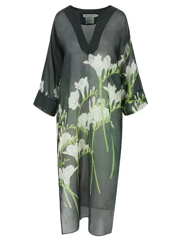 Bernadette Floral-print Kaftan Dress - Blue
