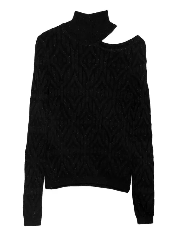 AKEP Cut-out High-neck Sweater - Black