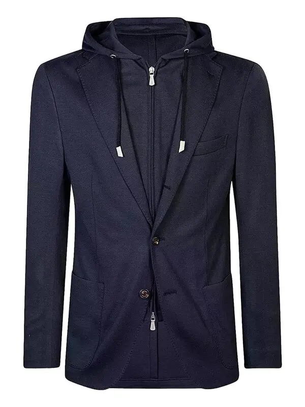 Eleventy Hooded Single-breasted Blazer - Blue