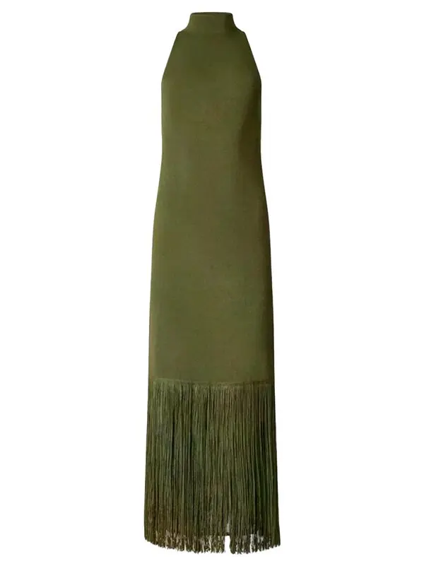 Altuzarra Cash Mock-neck Fringe Dress - Green