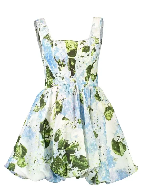 Aje Suzette Floral-print Balloon Mini Dress - Blue