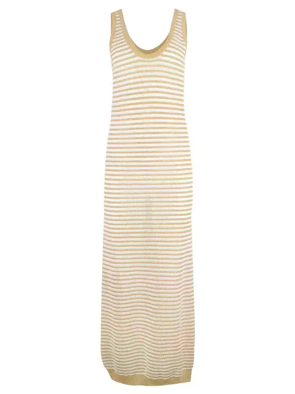 Brunello Cucinelli Striped Midi Dress - Neutrals
