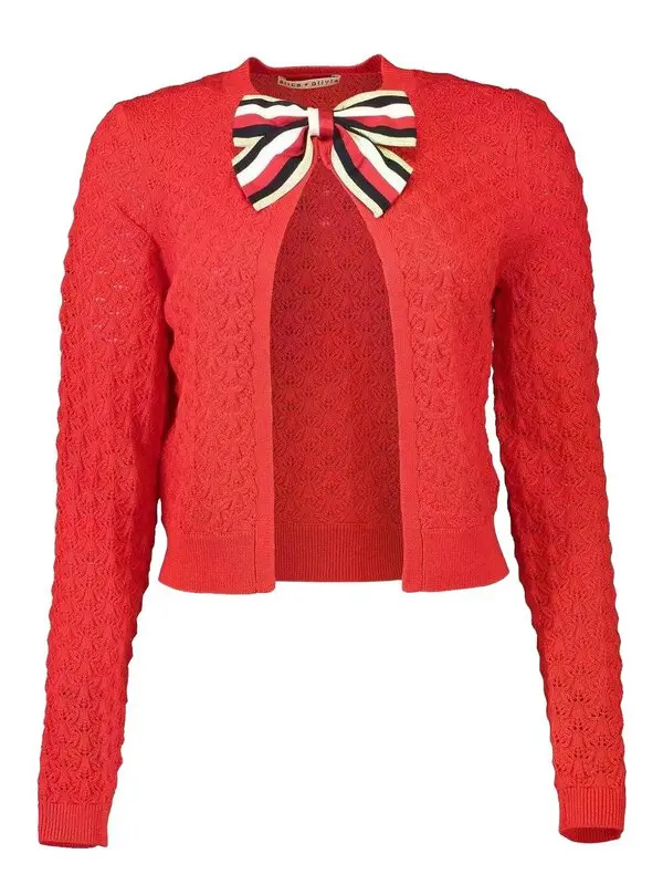 Alice + Olivia Open-front Cardigan With Bow Detailing - Red