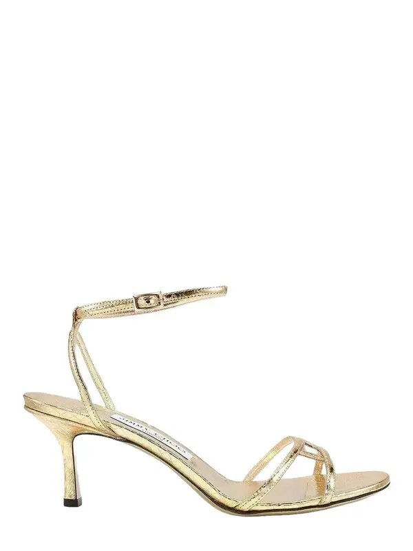 JIMMY CHOO 65mm Leo Leather Ankle-strap Sandals - Gold