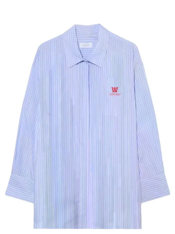 Off-White Striped Shirt Mini Dress - Blue