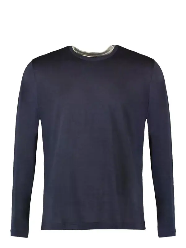 Eleventy Crewneck Long-sleeve Shirt - Blue