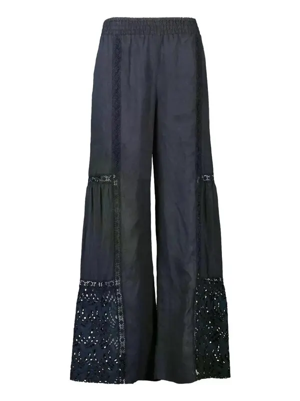 Temptation Positano Carvaro Sequin-embellished Wide-leg Trousers - Blue