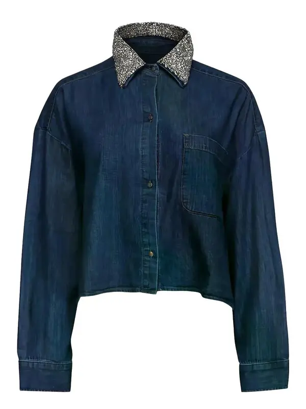 TWP Crystal-collar Denim Shirt - Blue