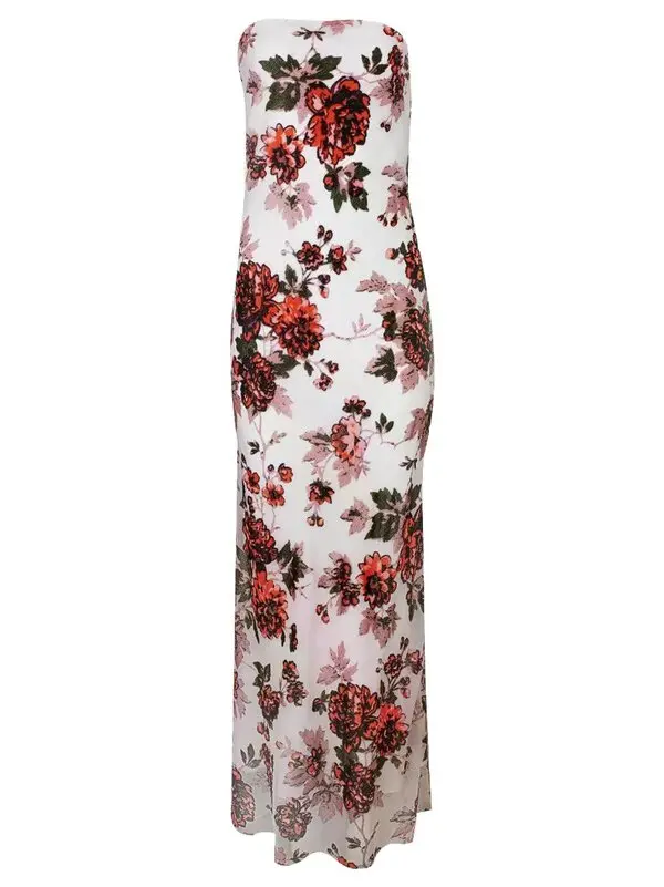 RODARTE Floral-print Strapless Gown - White