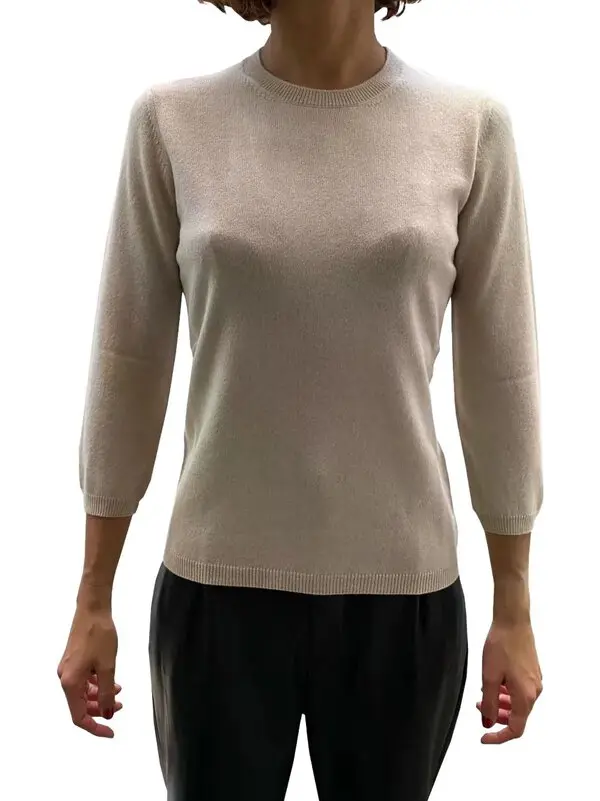 LA ROSE Three-quarter Sleeve Sweater - Neutrals