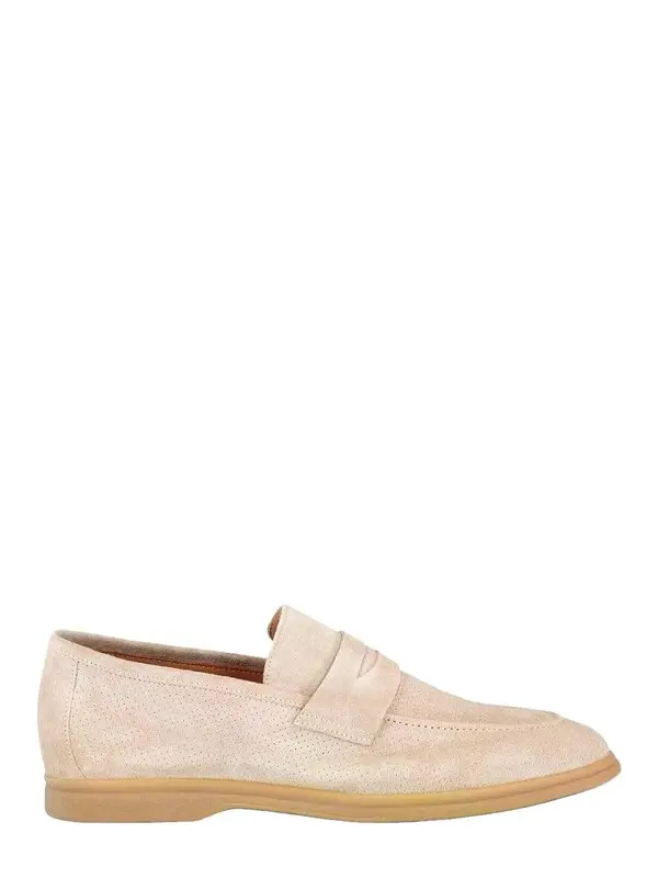 Eleventy Perforated Suede Loafers - Neutrals