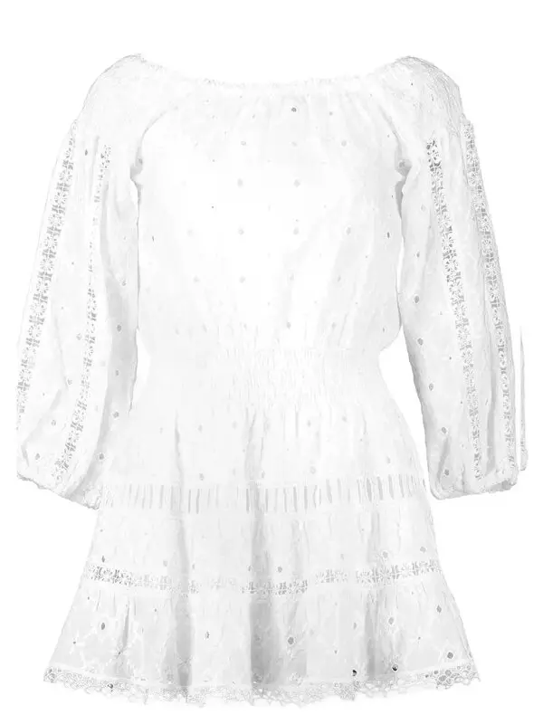 Temptation Positano Platani Eyelet Embroidered Smock Mini Dress - White