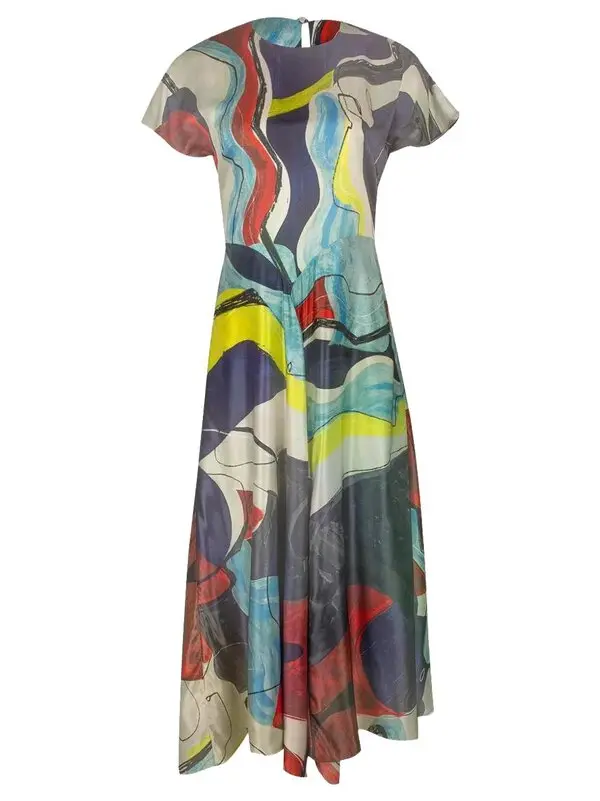 ROKSANDA Abstract-print Asymmetric Dress - Blue