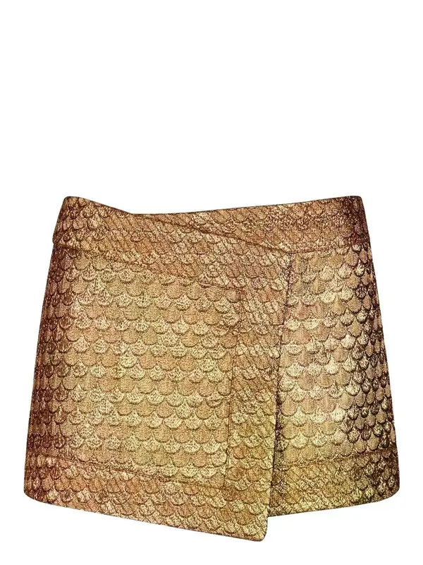 Johanna Ortiz Scale-pattern Wrap Mini Skirt - Gold