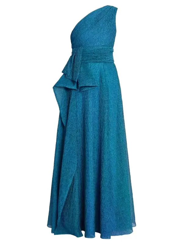 Erdem One-shoulder Crinkled Gown - Blue