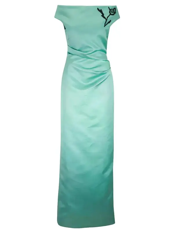 Erdem Embellished Satin Maxi Dress - Green
