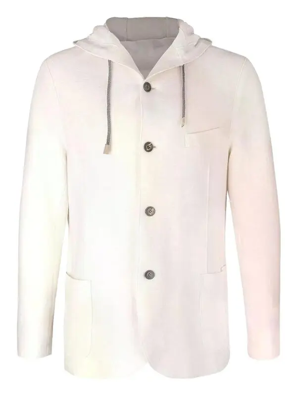 Eleventy Hooded Buttoned Jacket - White