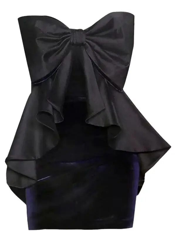 Badgley Mischka Bow-detail Peplum Mini Dress - Black