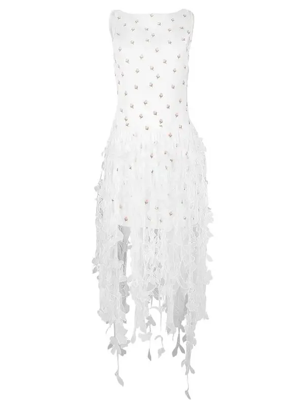 Giambattista Valli Floral-appliqué Midi Dress - White