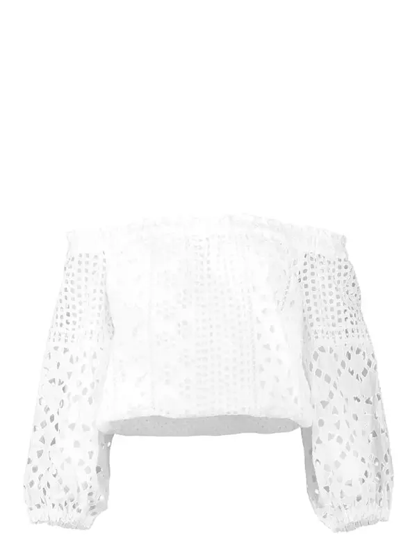Temptation Positano Maira Eyelet-lace Off-shoulder Blouse - White