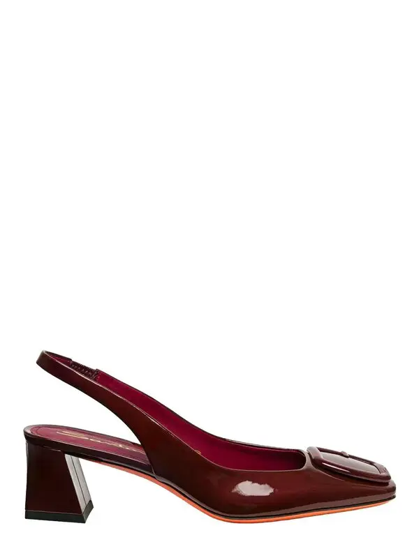 Santoni 50mm Buckle Patent Leather Pumps - Red
