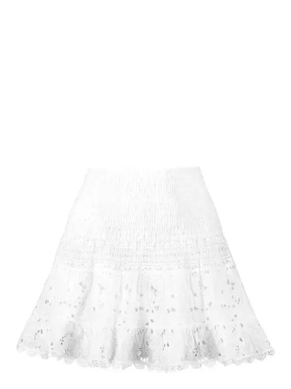 Temptation Positano Smocked Eyelet Skirt - White