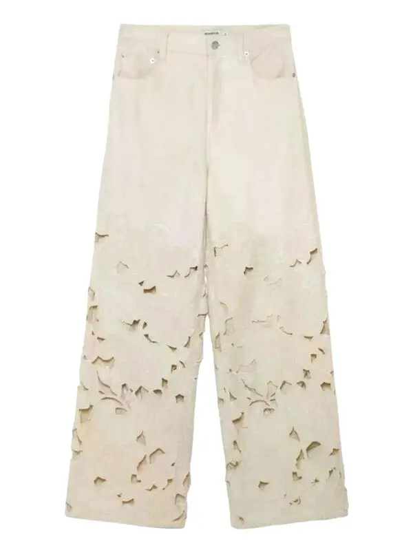 Simkhai Betty Floral-lace Straight-leg Jeans - Neutrals