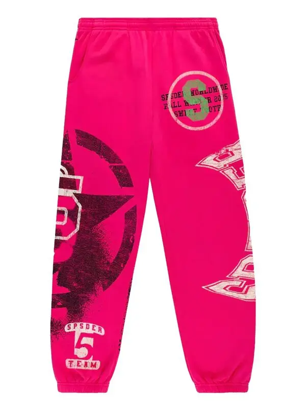 SP5DER Stencil Track Pants - Pink