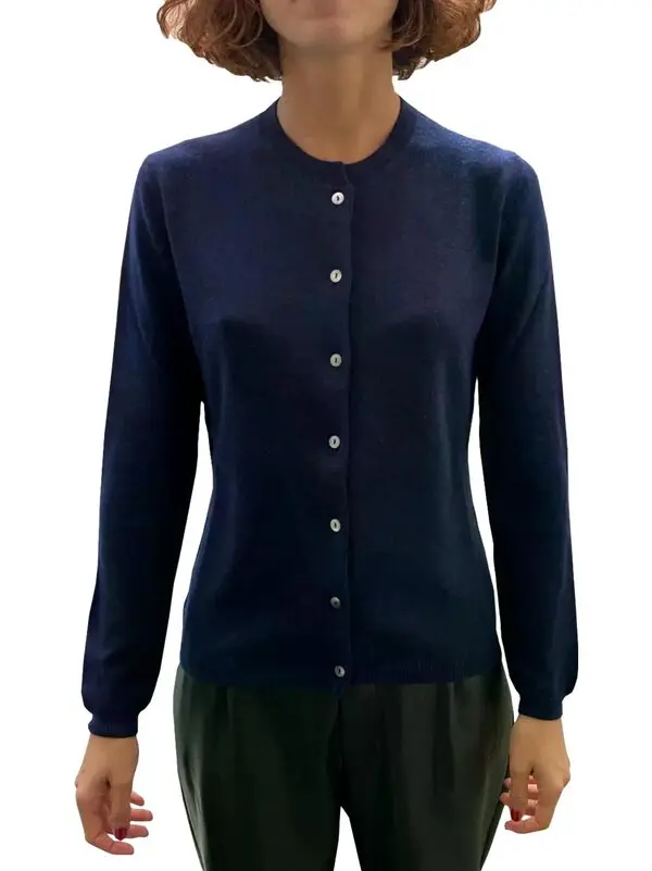 LA ROSE Buttoned Cashmere Cardigan - Blue