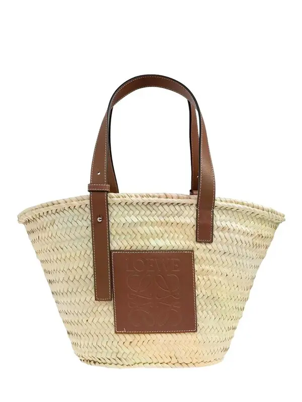 Loewe Basket Tote Bag With Logo Patch - Neutrals