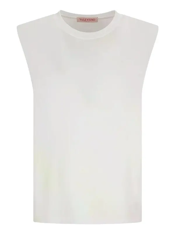 Valentino Garavani Padded-shoulder Cotton Top - White