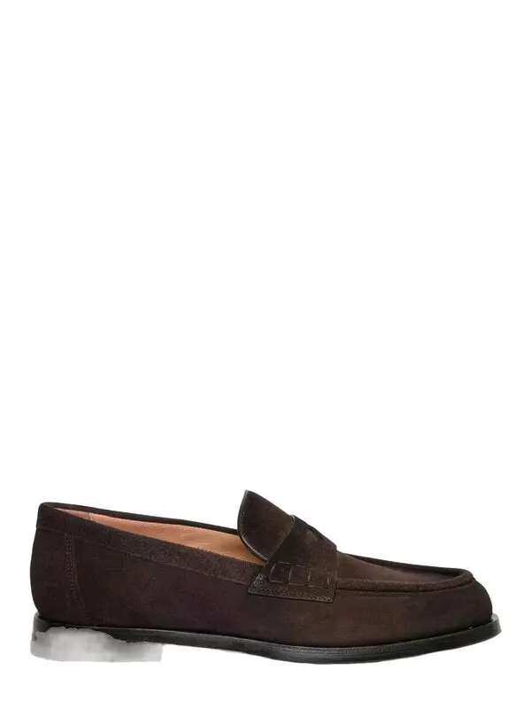Santoni Suede Penny Loafers - Brown